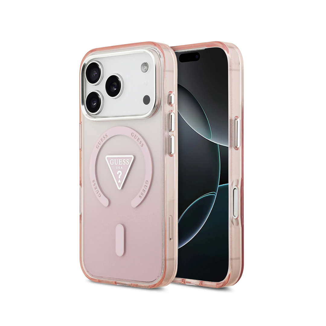 iPhone 17 Pro maskica Guess IML Gradient Triangle Logo MagSafe Pink